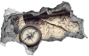 Wallmuralia Samolepící díra na stěnu Kompas mapa lupa 95x64 cm