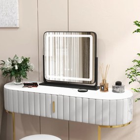 Costway Stolek LED podsvícené zrcadlo Make-up Mirror se světly – 56 × 12 × 48 cm