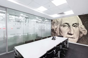 DIMEX | Samolepicí vliesová fototapeta na zeď Washingtonův portrét na dolaru MA-5-2954 | 375 x 250 cm | bílá, šedá