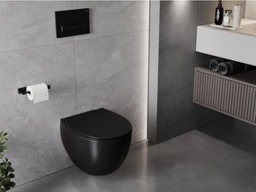 Mexen Egg WC mísa Rimless s pomalu klesající deskou slim, duroplast, černá mat - 30245070