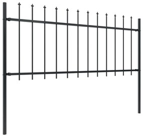 vidaXL Marketos Zahradní plot s kopím nahoře ocelový 714,5 x 80 cm černý