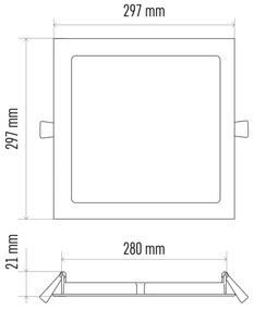 Emos LED zápustný panel ZD2152, čtverec , 24 W, 300 mm, denní bílá