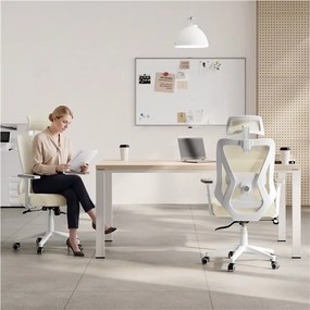 Kancelářská židle Yaheetech – béžová, 70 cm (délka) × 59 cm (šířka) × 115 cm - 125 cm (výška) (267591664650)
