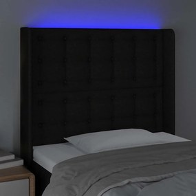 Čelo postele s LED černé 103 x 16 x 118/128 cm textil 3124474