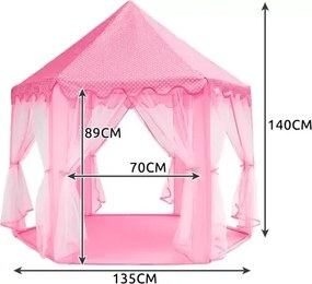 Dětský růžový stan – palác 135 x 135 x 140 cm