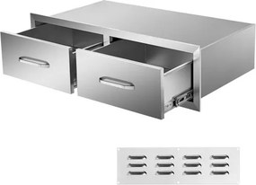 75*25 cm Bbq zásuvka Dvojité horizontální zásuvky odolné s úložnou skříňkou