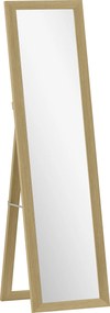 HOMCOM Zrcadlo Plné tělo nástěnné zrcadlo, 37 cm x 40 cm x 155 cm, včetně montážní háčky, stříbrná + dub
