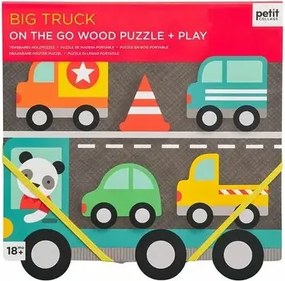 Petit Collage Robustní dřevěné puzzle Big Truck / od 18 měsíců