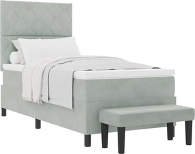 Postel s boxspringem s čelo Světle šedá 190 x 90 cm samet 3344546
