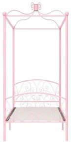 Petromila Rám postele s nebesy růžový kovový 90 x 200 cm