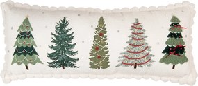 Béžový dekorační polštář s vánočními stromečky – 74*30*4 cm