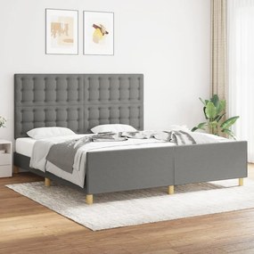 Rám postele s čelem tmavě šedý 180x200 cm textil 3125398