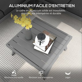 Zahradní rohový set Outsunny, skládající se z 4 kusů - 2 laviček, 1 rohového křesla a 1 konferenčního stolku, zahradní nábytek z hliníku a oceli na b…