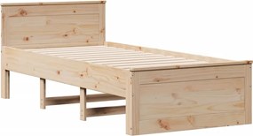 Postel bez matrace s čelem 90 x 200 cm masivní borovice 3308774