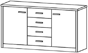 Komoda BMB Adriana Kombi buk průběžný Materiál: Buk průběžný, Moření: 71 - Lak