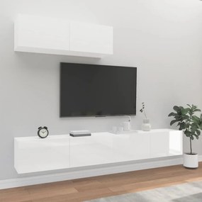 3dílný set TV skříněk bílý s vysokým leskem kompozitní dřevo - Default Title