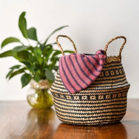 Tutumi, přírodní koš Boho 32x32x28 cm 322177, hnědá-černá, HOM-06662