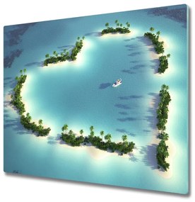 Skleněná krájecí deska Ostrovní tvar srdce 60x52 cm