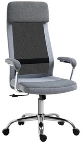 HOMCOM Ergonomická kancelářská židle s opěrkou hlavy, světle šedá, černá 65 x 67 x 119-129 cm