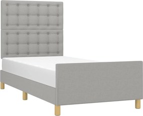Rám postele bez matrace světle šedá 100 x 200 cm textil 3125357