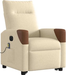 Elektrické zvedací masážní polohovací křeslo krémové textil 3324034