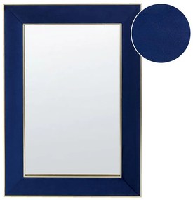 Sametové nástěnné zrcadlo 50 x 70 cm modré LAUTREC Beliani