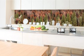 DIMEX | Fototapeta do kuchyně Barevný borový háj KI-350-198 | 350 x 60 cm | hnědá, zelená