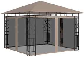vidaXL Marketos Altán s moskytiérou a světelnými LED řetězy 3x3x2,73 m taupe