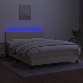 Box spring postel s matrací a LED krémová 140x190 cm textil 3132994