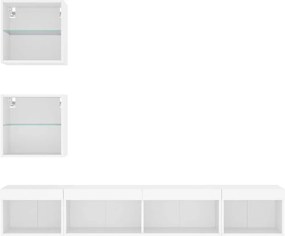 5dílná obývací stěna s LED osvětlením bílá kompozitní dřevo 3216697