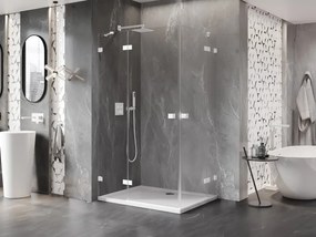 Mexen Lunar Duo, výklopný sprchový kout 85 x 80 cm, 8mm čiré sklo, bílý profil, 834-085L-080P-20-00