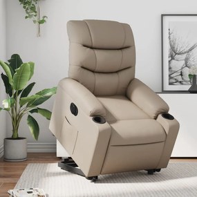 Elektrické zvedací polohovací křeslo cappuccino umělá kůže 3206619