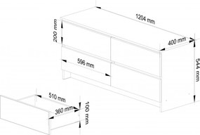 Komoda K120 4SZ - bílá/šedá
