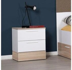 Adore Furniture | Noční stolek 52x45 cm hnědá/bílá | AD0037
