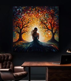 Obraz na plátně - Dívka Ygg propojená kořínky se stromy života FeelHappy.cz Velikost obrazu: 100 x 100 cm