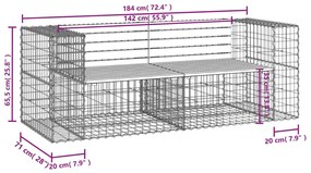 Zahradní lavice gabionový design 184x71x65,5cm masivní borovice,  3196236