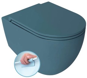 Isvea INFINITY závěsná WC mísa, Rimless, 36,5x53cm, zelená petrol - 10NF02001-2P