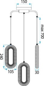 Toolight Rea, ZÁVĚSNÉ STROPNÍ LED SVÍTIDLO G173-3CP GOLD, OSW-07817
