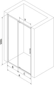 Mexen Exo sprchové dveře otočné 130 cm, transparentní, černé - 819-130-000-70-00