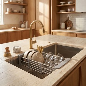 Teleskopický odkapávač na dřez REA P14487A, šedý