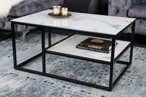 Designový konferenční stolek Latrisha 90 cm bílý - vzor mramor - Skladem