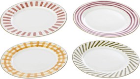 Sada 4 kameninových dezertních talířů Burgundy & Olive – Ø 20*2 cm