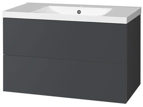 Mereo Mereo, Aira, koupelnová skříňka s umyvadlem z litého mramoru 101 cm, bílá, dub, šedá, CN752M