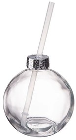 SANTA'S BUBBLE Skleněná koule s brčkem - čirá