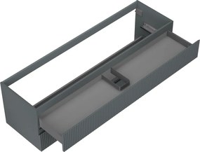 Mexen Rivel, koupelnová skříňka 160 cm, 2 zásuvky, drážkovaná, grafitová matná, 91A20-16047-2-BFF66