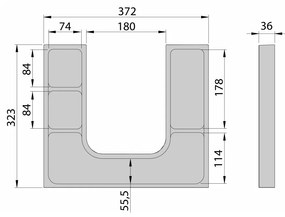 Sapho LINDO "U" organizér 372x36x323mm, plast, antracit LD001