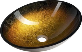 Sapho Beauty - Umyvadlo na desku Selva 51x38 cm, bez přepadu, bez otvoru pro baterii, zlatá TY319