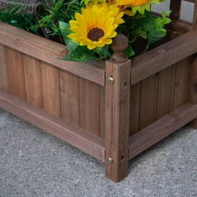 Outsunny Vysazovací Bedna s Trellis pro Květy, Vysazovací Box s Růžovým Obloukem a Podporou pro Popínavé Rostliny, Dřevo, Tmavě Hnědé 64 x 28 x 120 cm