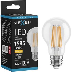 Mexen Vintis Žárovka filament LED E27, A60, 12W, Teplá - 2700K, 1585 lm, čirá - L150-E27-1227-00