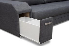 Rozkládací rohová sedací souprava Umil pravá + bar + taburet - Inari 94 šedá